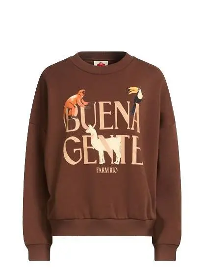 Farm Rio Buena Gente Fleece Sweatshirt - Brown