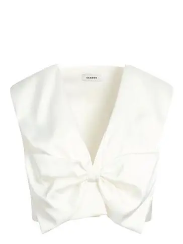 Sandro Top In Satin With Bow Detail - White