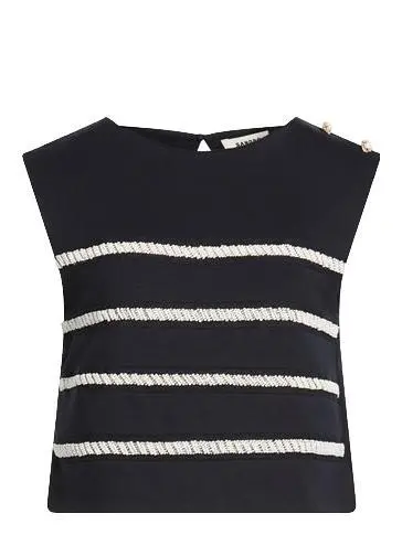 Sandro Sleeveless Crewneck Top With Appliqués - Midnight Blue