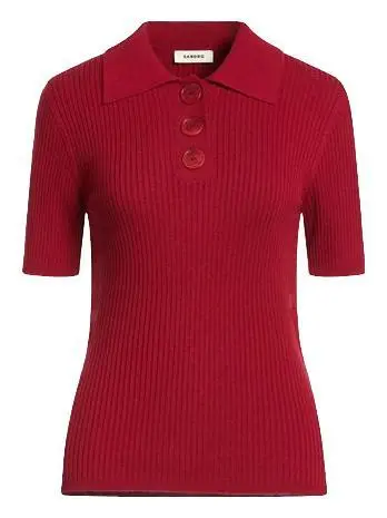 Sandro Ribbed-knit Buttoned Sweater - Red