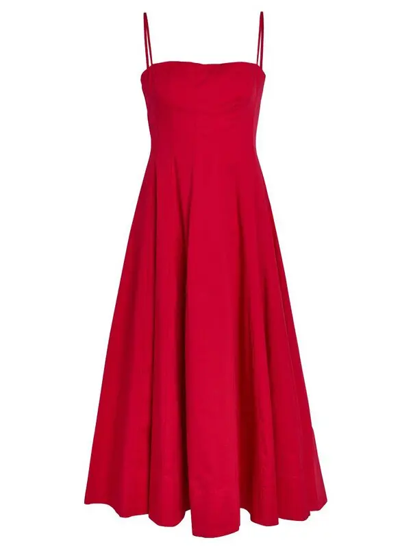 Staud Stretch-cotton Midi Dress - Red