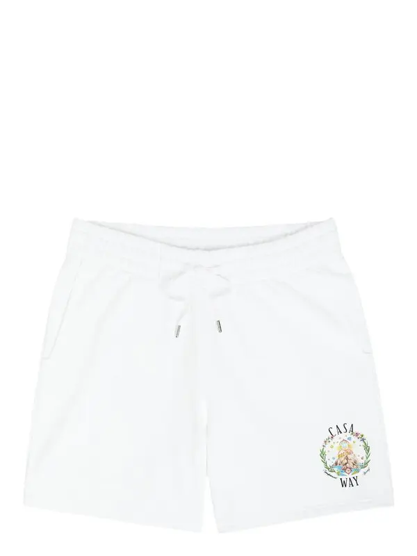 Casablanca Printed Cotton Shorts - White