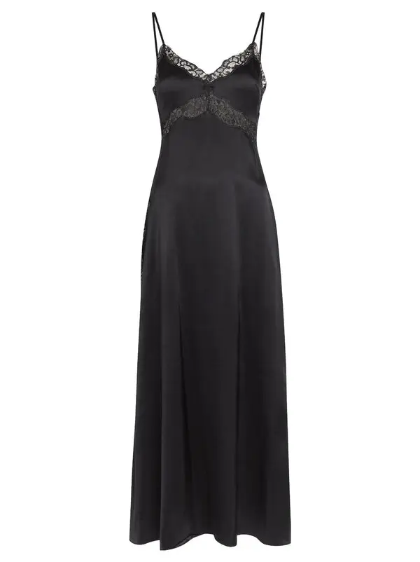 REFORMATION Ericka Lace-trim Silk Midi Slip Dress - Black