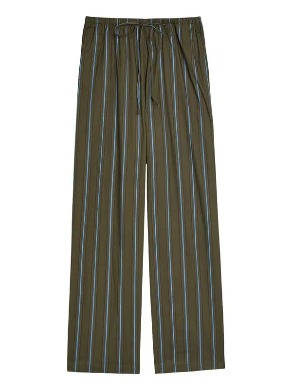 Staud Striped Stretch-cotton Poplin Trousers - Grey