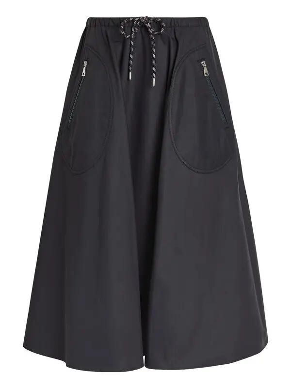 Moncler Cotton-blend Poplin Midi Skirt - Navy