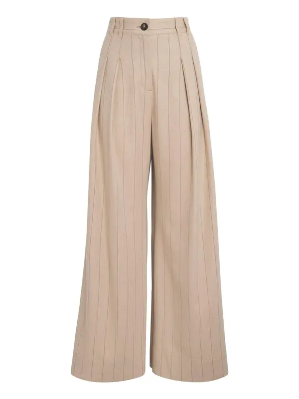 ME+EM Pinstripe Wide-leg Trousers - Neutral