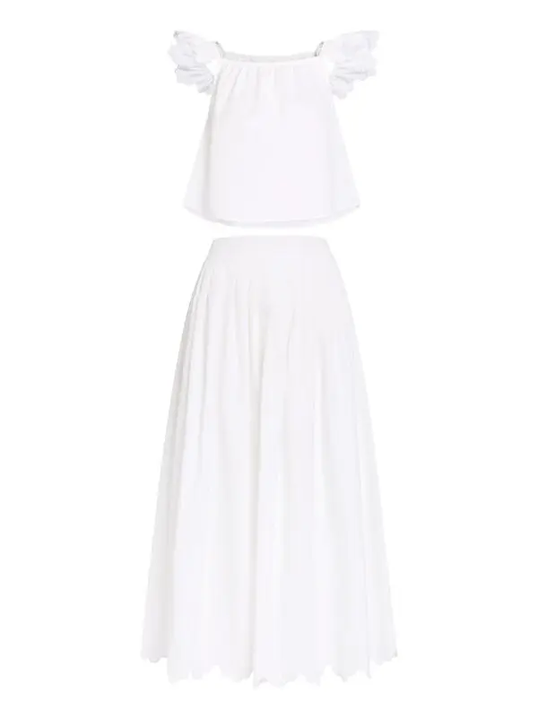 LES VACANCES D'IRINA Little Wings Scalloped Cotton Co-ord - White