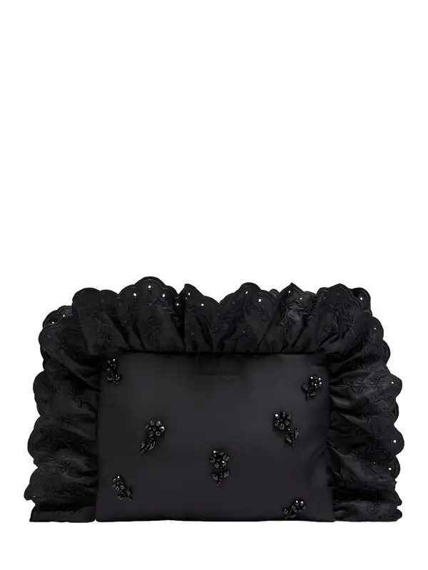 Simone Rocha Embroidered Padded Clutch - Black