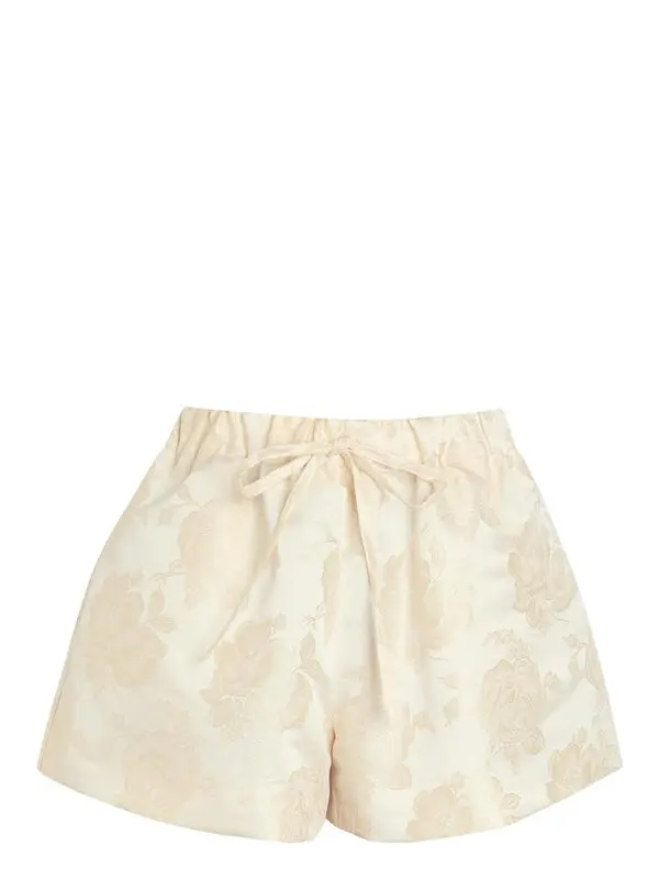 Simone Rocha Floral-jacquard Satin Shorts - Cream