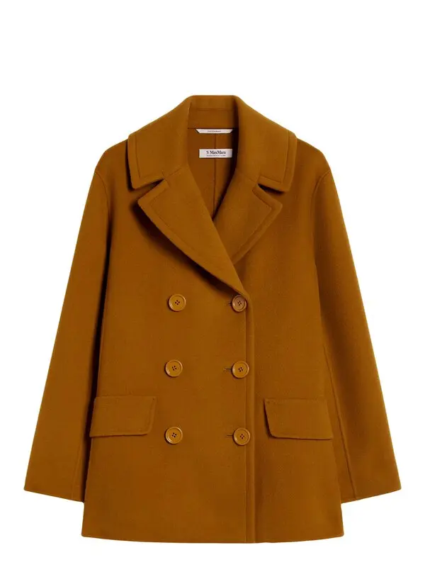 Max Mara Virgin Wool Double-breasted Pea Coat - Yellow