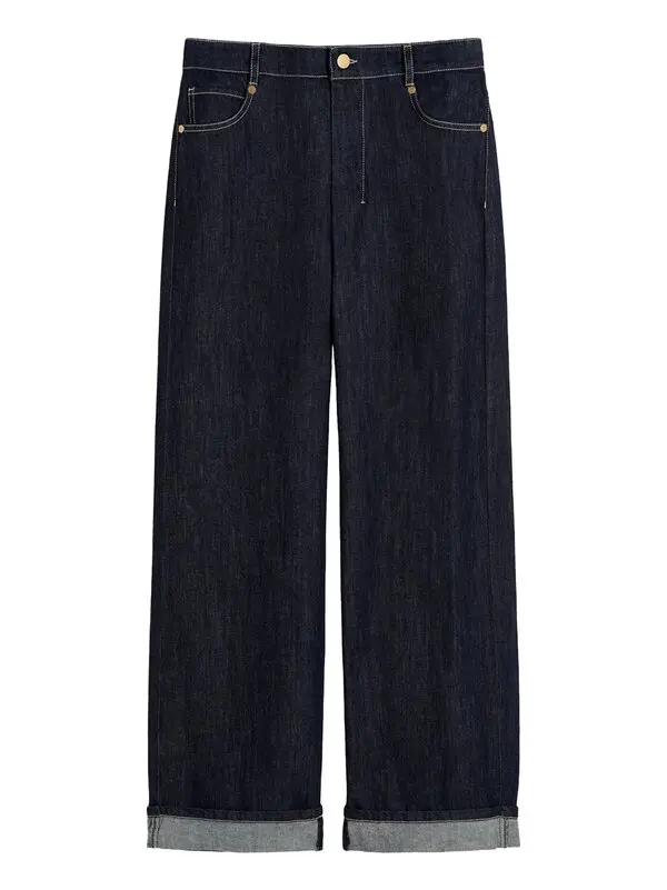 Max Mara Turn-up Hem Wide-leg Jeans - Blue