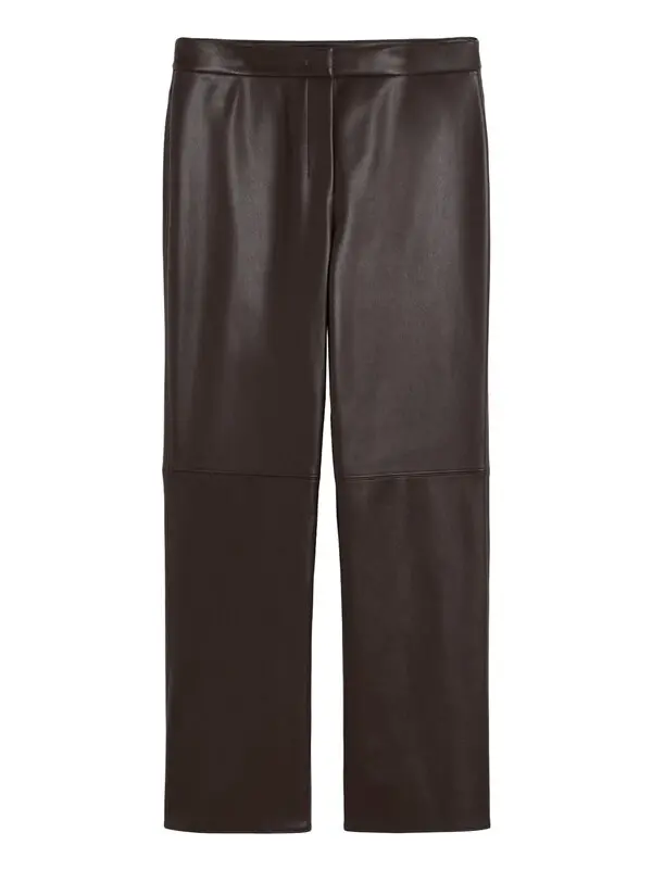 Max Mara Faux Leather Flared Trousers - Brown