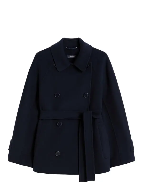 Max Mara Virgin Wool Belted Jacket - Blue