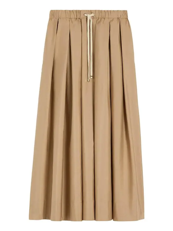 Max Mara Cotton Pleated Midi Skirt - Beige