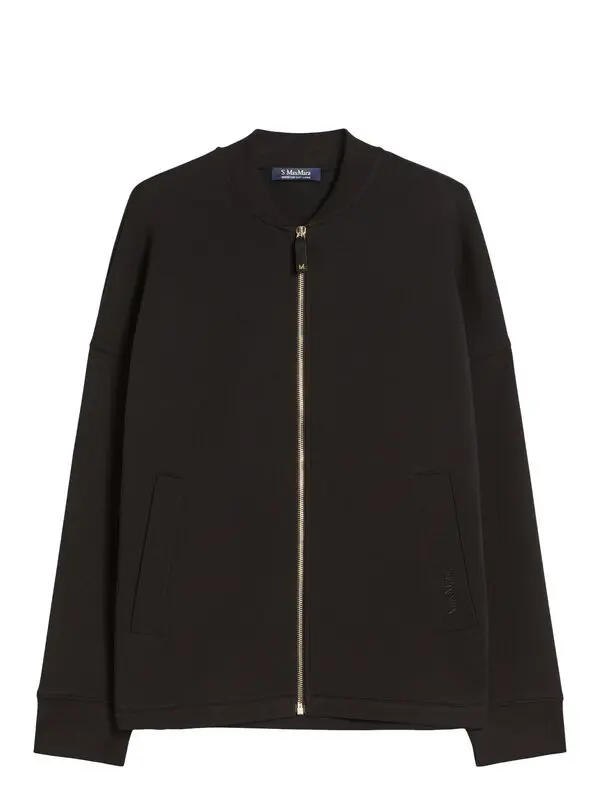 Max Mara Cotton-blend Zip-up Bomber Jacket - Black