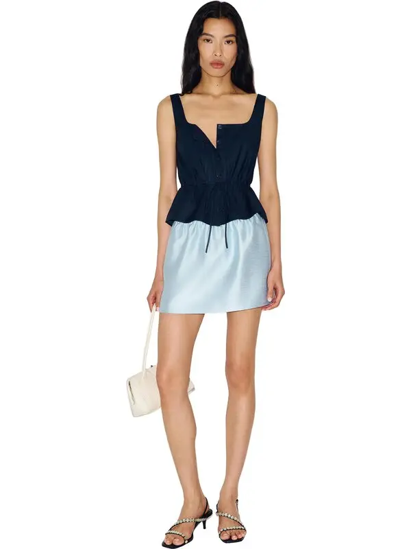 REFORMATION Elowen Square Neck Button-front Top - Blue