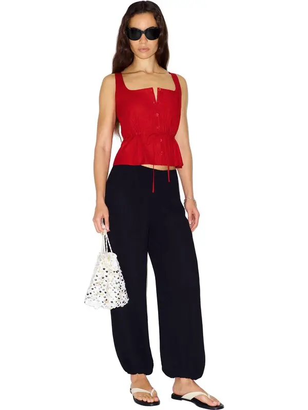 REFORMATION Elowen Square Neck Button-front Top - Red