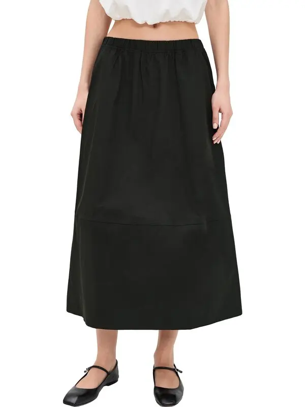 PERFECTWHITETEE Minka Cotton Poplin Skirt - True Black