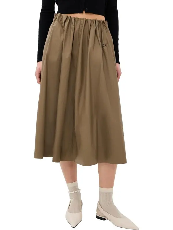 NACKIYE Poplin Skirt With Embroidered Logo - Tobacco