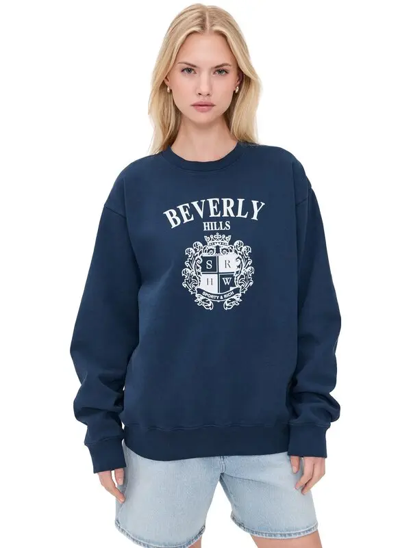 SPORTY & RICH Beverly Hills Crest Sweatshirt - Dark Navy