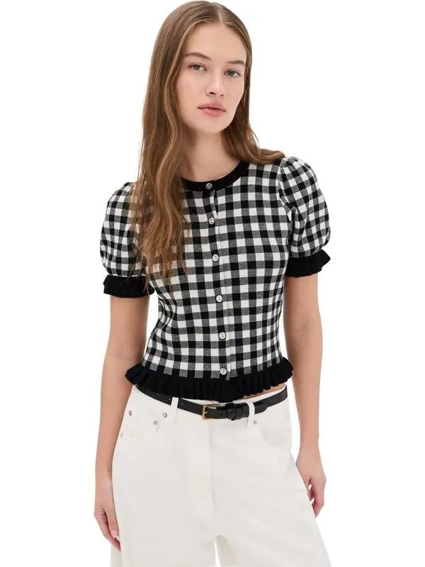 Rails Aurora Gingham Cardigan - Black White Gingham