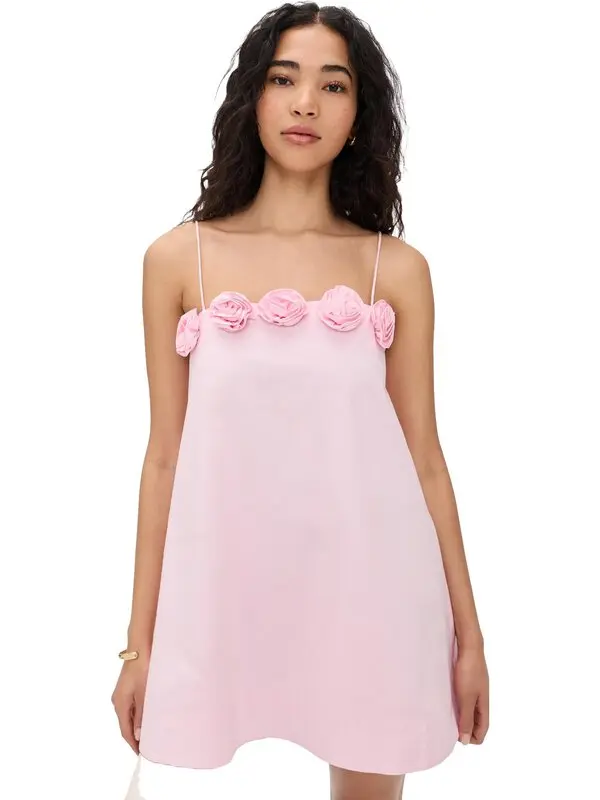Caroline Constas Vera Mini Dress With Rose Embellishments - Peony Pink