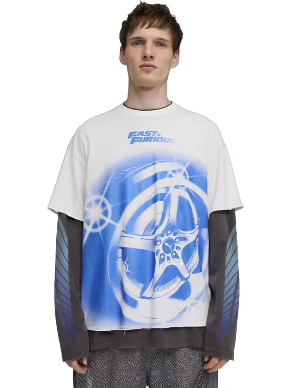 PUMA X Fast & Furious Long Sleeve Layered T-shirt - White