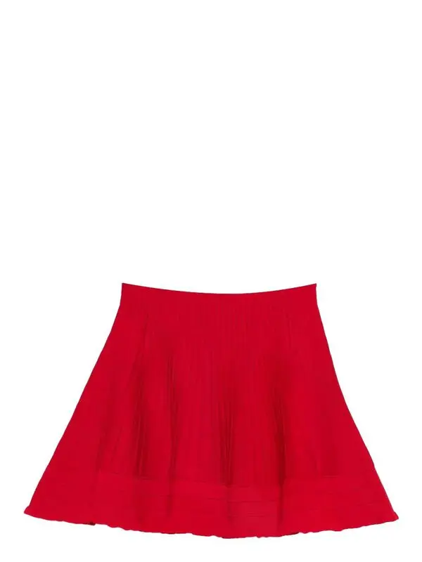 Maje Pleated Knitted Mini Skirt - Red