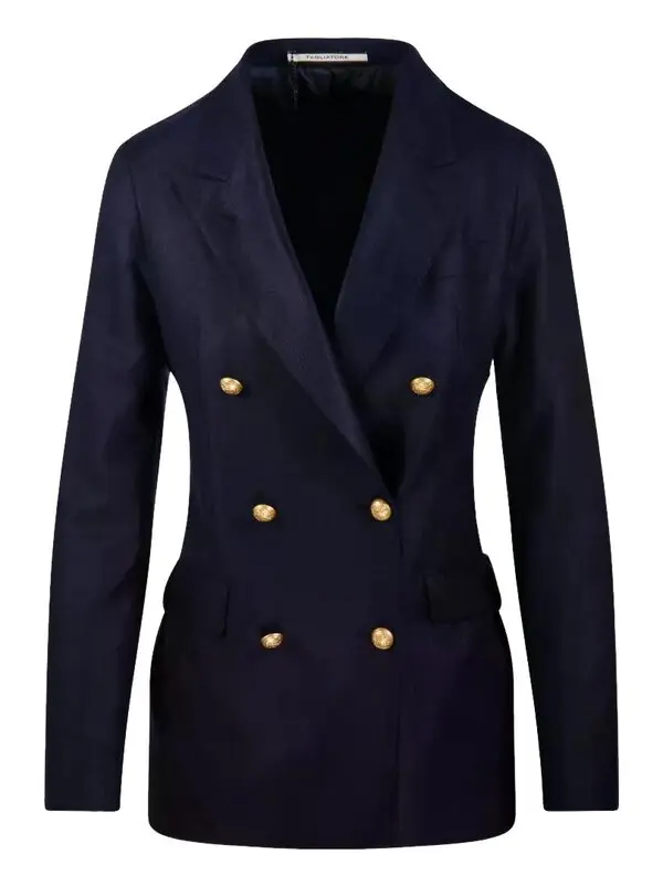 Tagliatore Double-breasted Jacket With Gold-tone Hardware - Blue