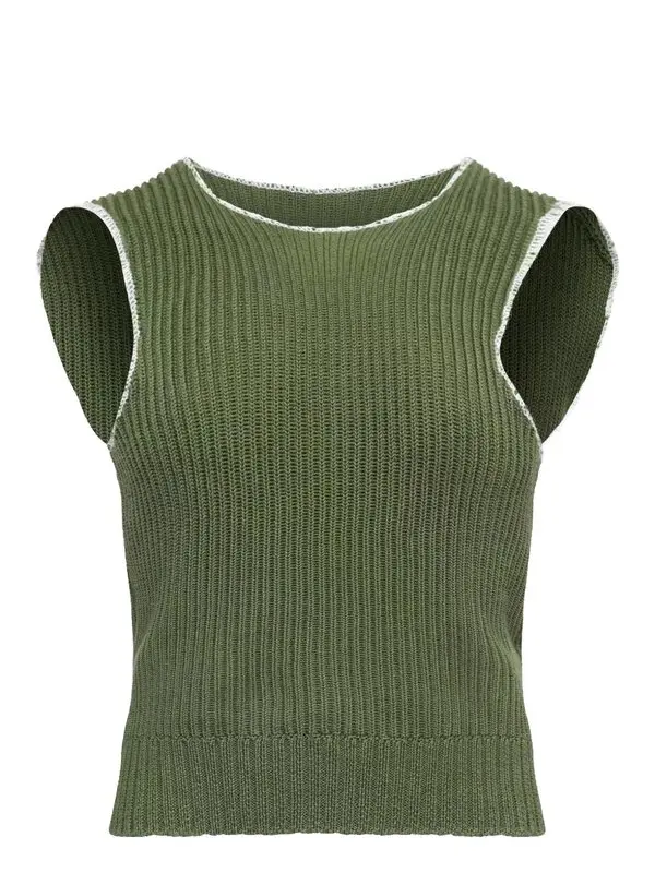 MAISON MARGIELA Ribbed Stitch Sleeveless Tank Top - Green