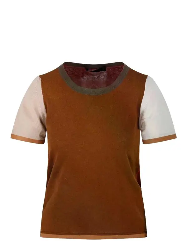 FABRIZIO DEL CARLO Colour-block T-shirt - Brown