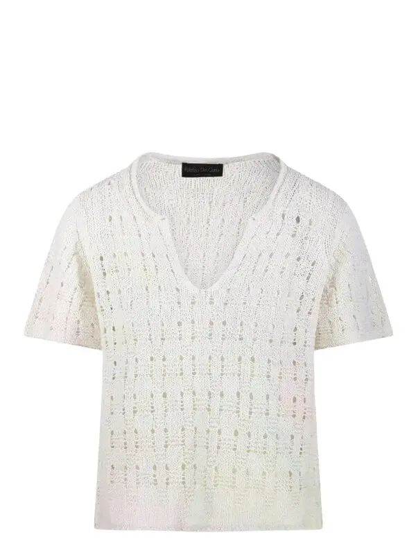 FABRIZIO DEL CARLO Knit Top With Short Sleeves - White