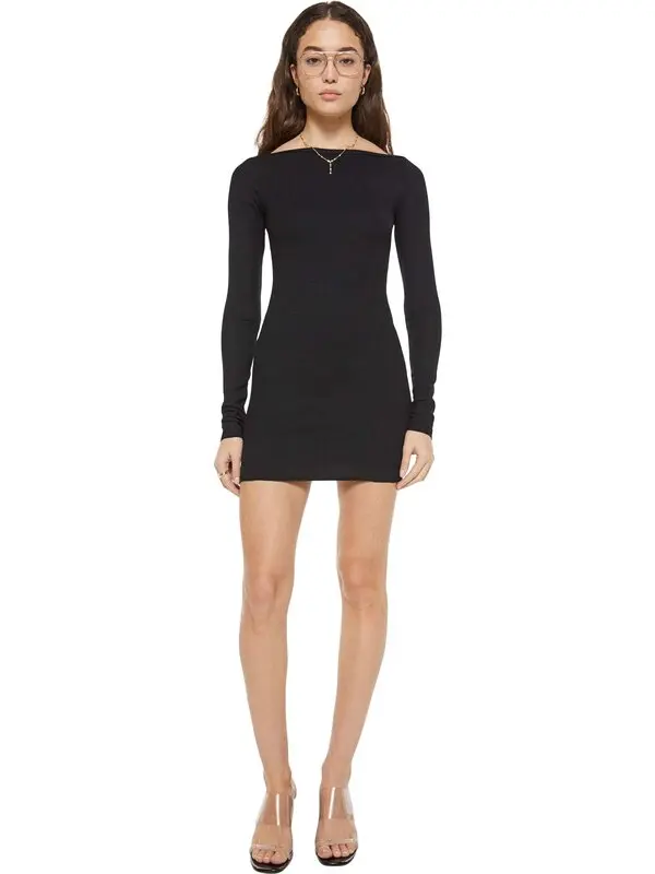 Eterne Terne Long Sleeve Boatneck Mini Dress - Black
