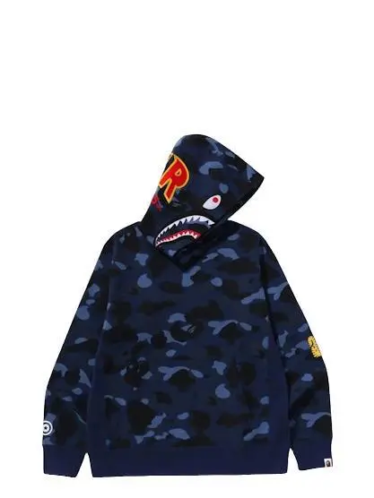 A BATHING APE Camouflage Shark Pullover Hoodie - Navy Blue