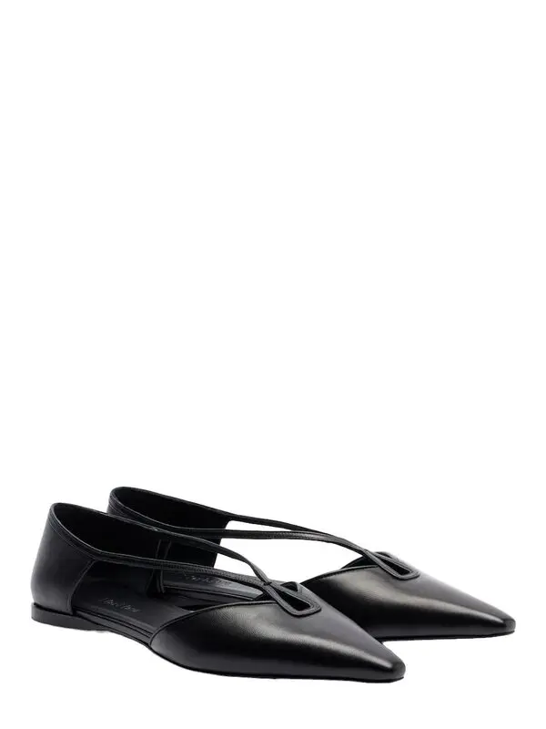 Max Mara Amatassa Leather Ballet Flats - Black
