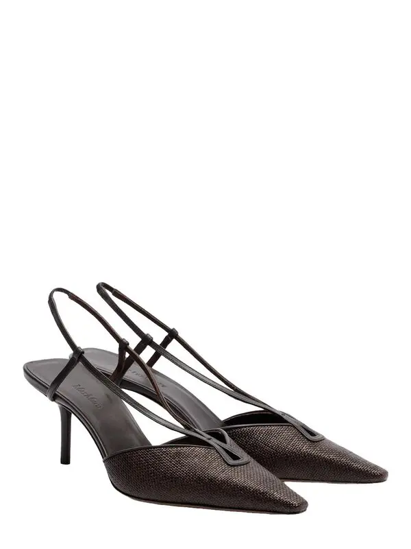 Max Mara Raffia Slingback Pumps - Brown