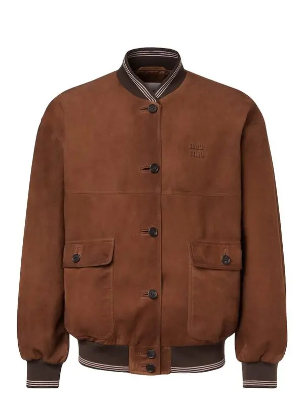 Miu Miu Suede Bomber Jacket - Brown