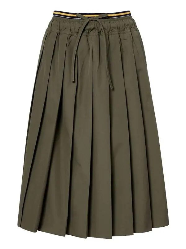 Prada Pleated Poplin Midi Skirt - Green