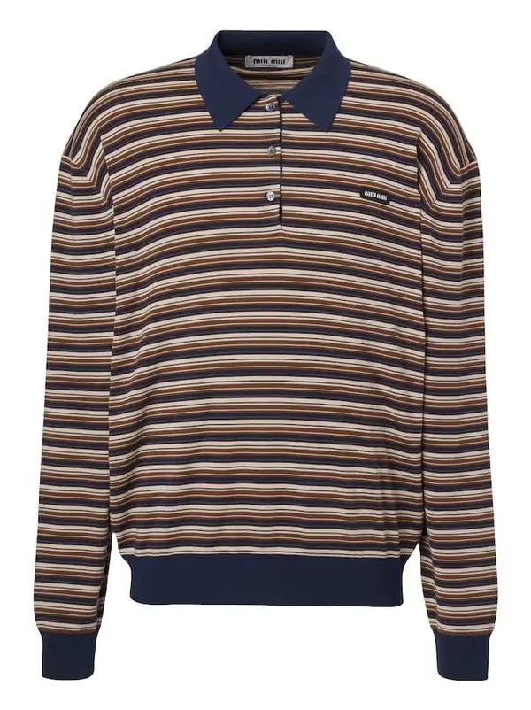 Miu Miu Striped Virgin Wool Polo Sweater - Multicoloured