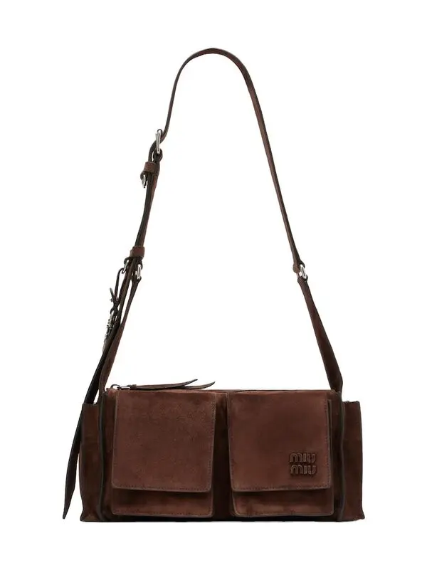 Miu Miu Utility Suede Shoulder Bag - Brown