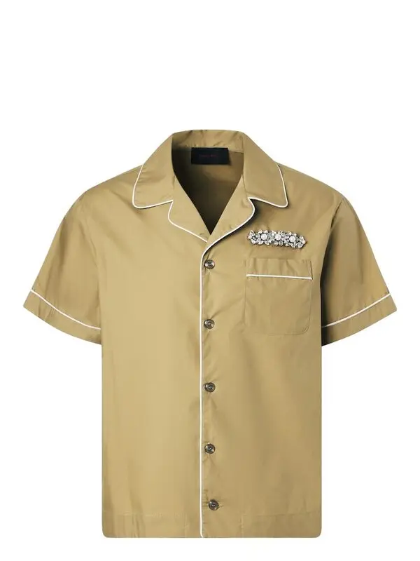 Simone Rocha Embellished Cotton Bowling Shirt - Beige