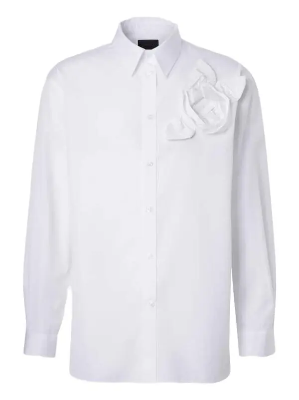 Simone Rocha Floral-appliqué Cotton Poplin Shirt - White