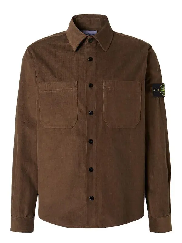 Stone Island Compass Cotton Corduroy Overshirt - Brown