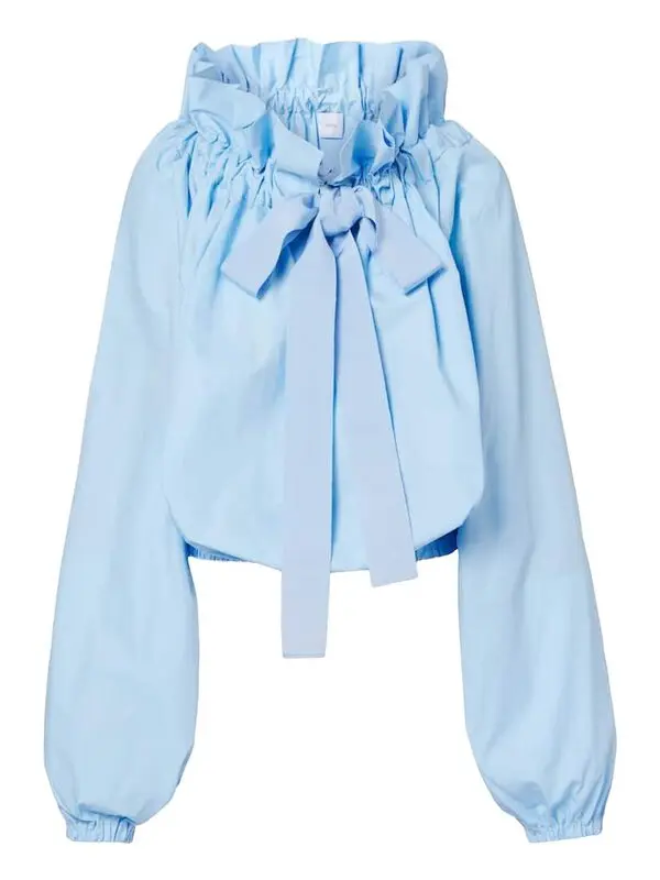 PATOU Tie-neck Cotton Blouse - Blue