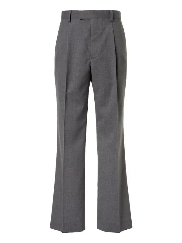 Auralee Cashmere Poplin Wide-leg Trousers - Grey