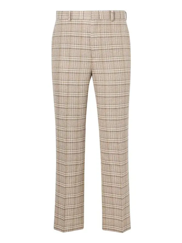 Auralee Checked Silk And Linen Tweed Straight Pants - Beige