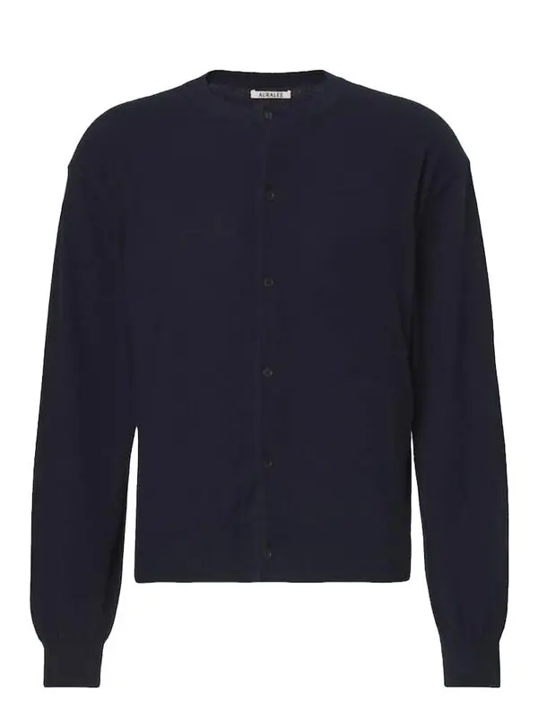 Auralee Cashmere And Cotton Cardigan - Blue