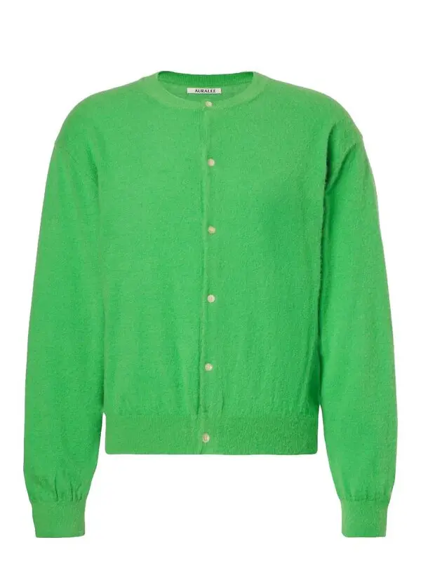 Auralee Cashmere And Cotton Cardigan - Green