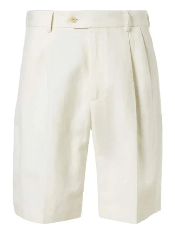 Auralee Pleated Wool, Cotton, And Linen Shorts - White