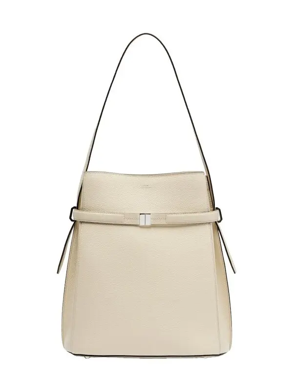 TOTEME Large Leather Bucket Bag - White